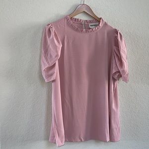 Tops | Nwt Pink Ruffle Collar Blouse | Poshmark